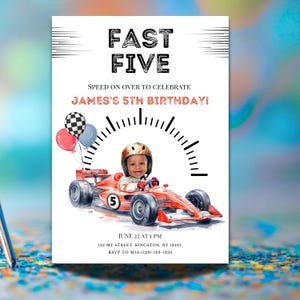 Race Car Birthday Invitation - 5th Birthday - Editable Fast Five Invite ...