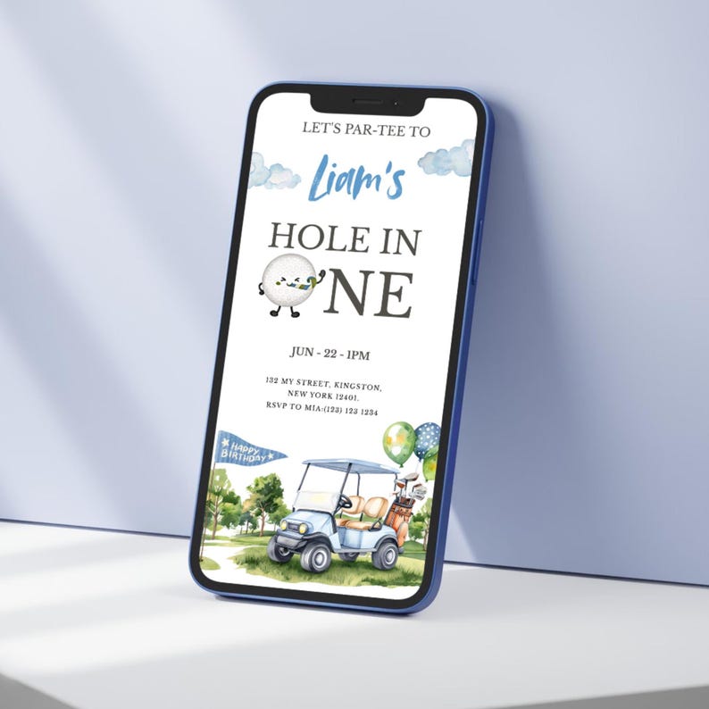 Golf 1st Birthday Invitation: Hole in One, Par-tee (canva Template) - Etsy