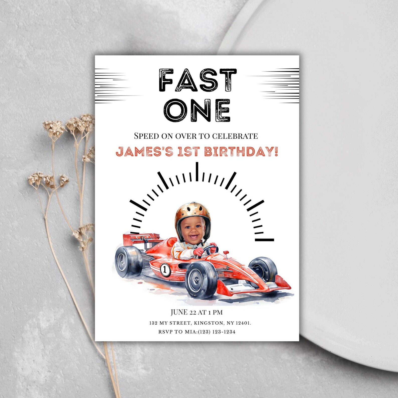 Fast One Birthday Invitation: Race Car Theme (digital Download) - Etsy