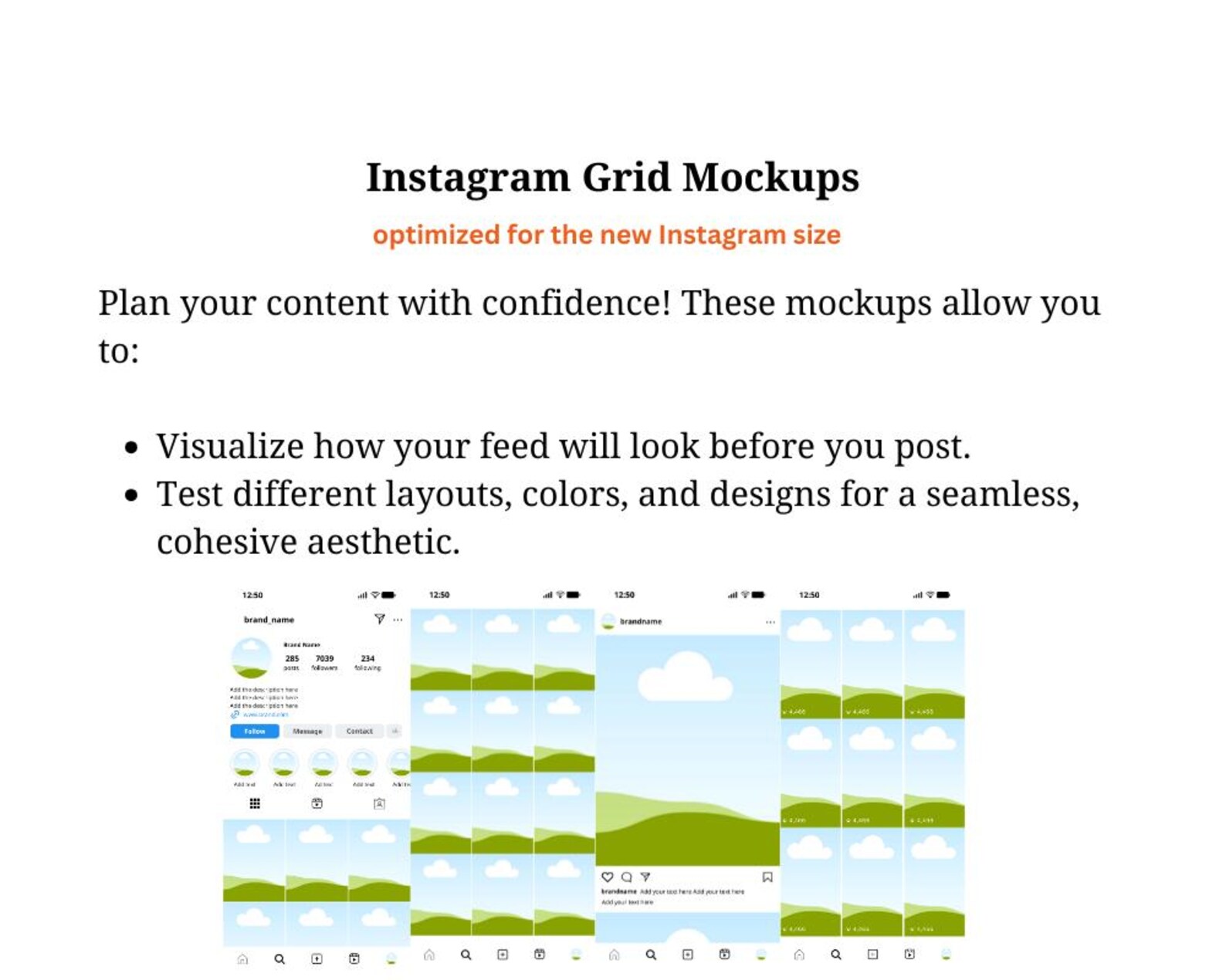 Instagram Profile Grid Mockup Updated Version Feed Templates Posts and ...