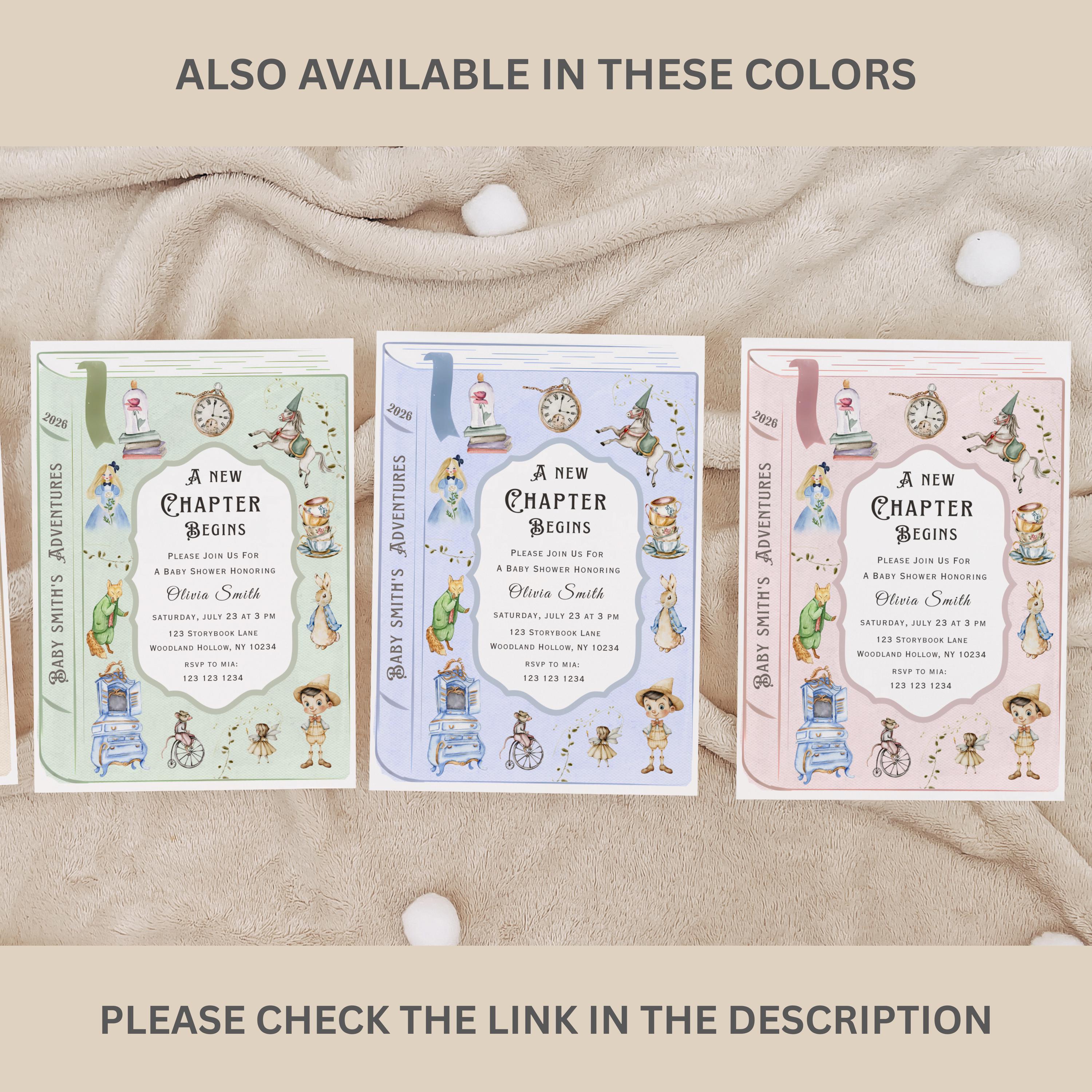 A New Chapter Begins Baby Shower Invitation, Storybook Cover Invite ...