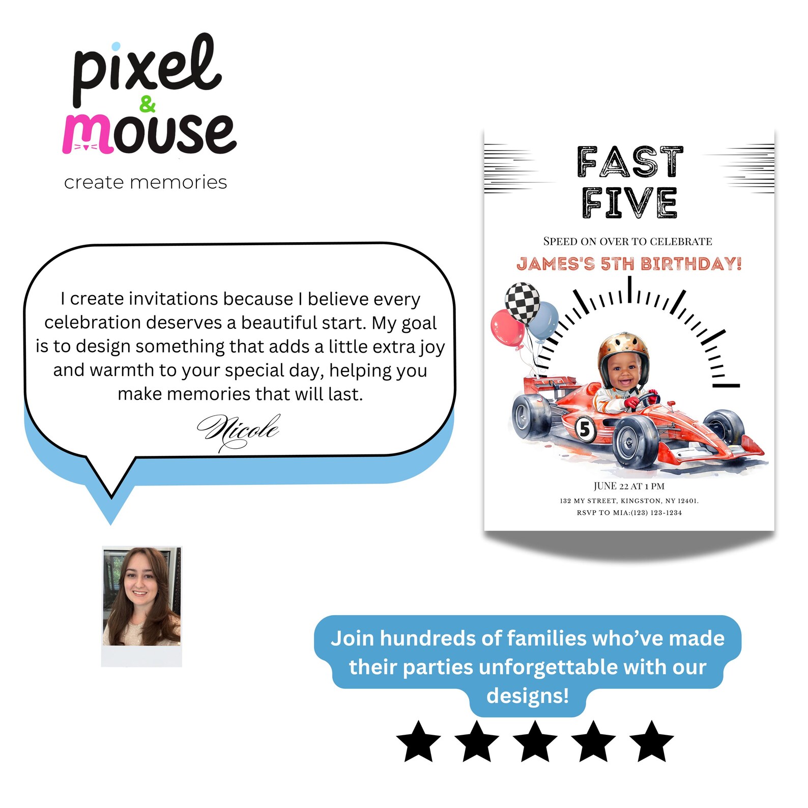 Race Car Birthday Invitation - 5th Birthday - Editable Fast Five Invite ...
