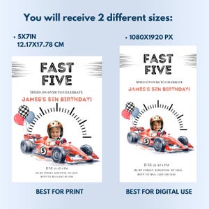 Race Car Birthday Invitation - 5th Birthday - Editable Fast Five Invite ...