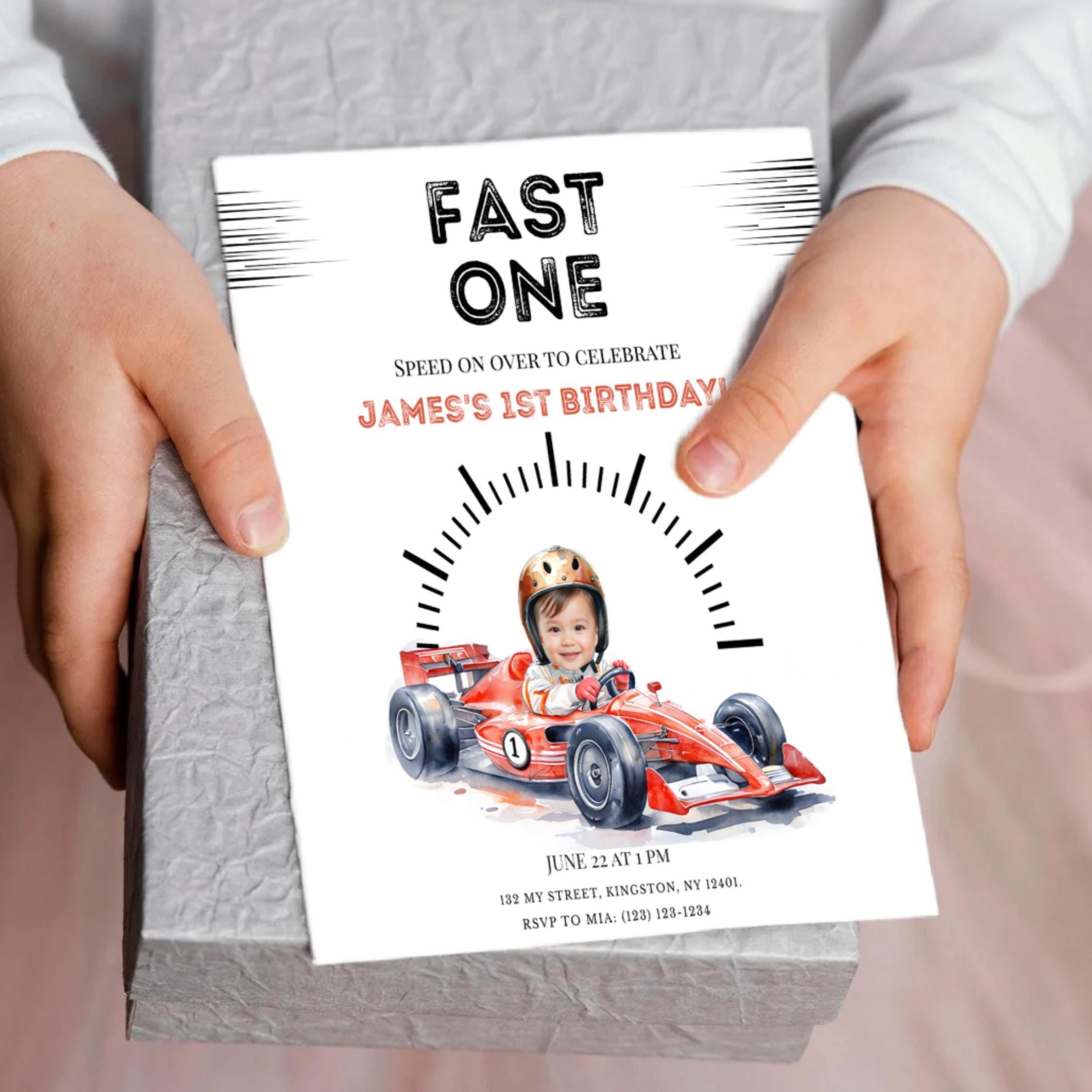 Fast One Birthday Invitation: Race Car Theme (digital Download) - Etsy