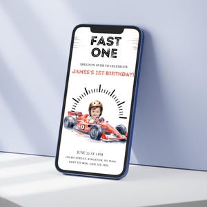 Fast One Birthday Invitation: Race Car Theme (digital Download) - Etsy