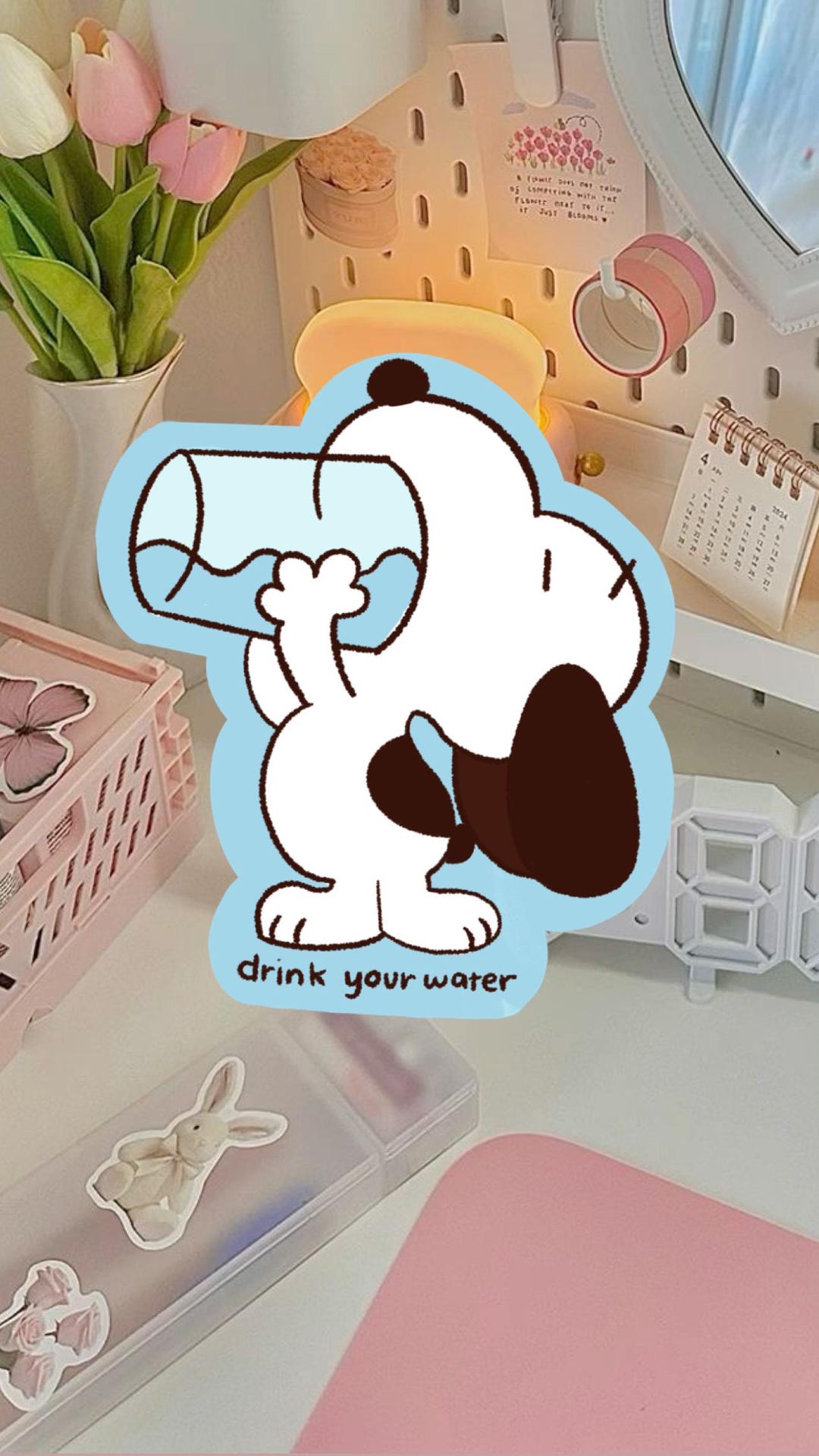 Snoopy Drink Your Water Sticker - Etsy Australia