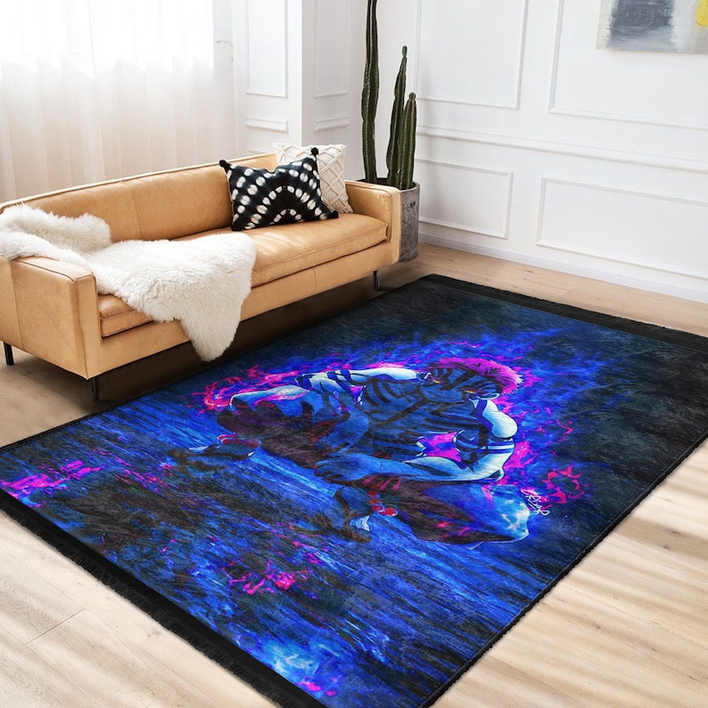Akaza Jujutsu Kaisen Rug,neon Anime Area Rug,upper Moon Three Demon ...