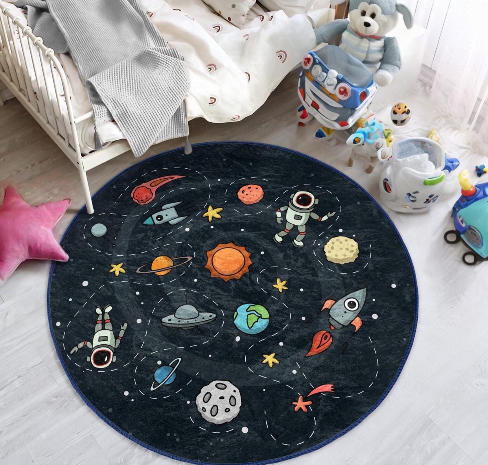 Solar System Round Rug: Space Theme Nursery Carpet - Etsy