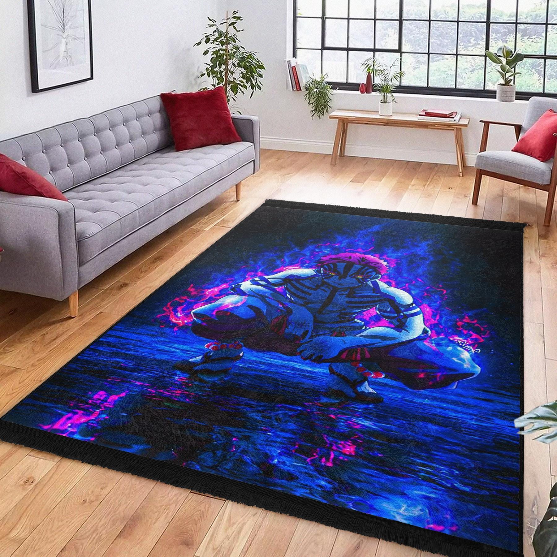 Akaza Jujutsu Kaisen Rug,neon Anime Area Rug,upper Moon Three Demon ...