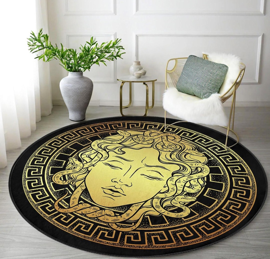 Medusa Black Carpet|ancient Framed Rug|mythical Creature Motif Rugs ...