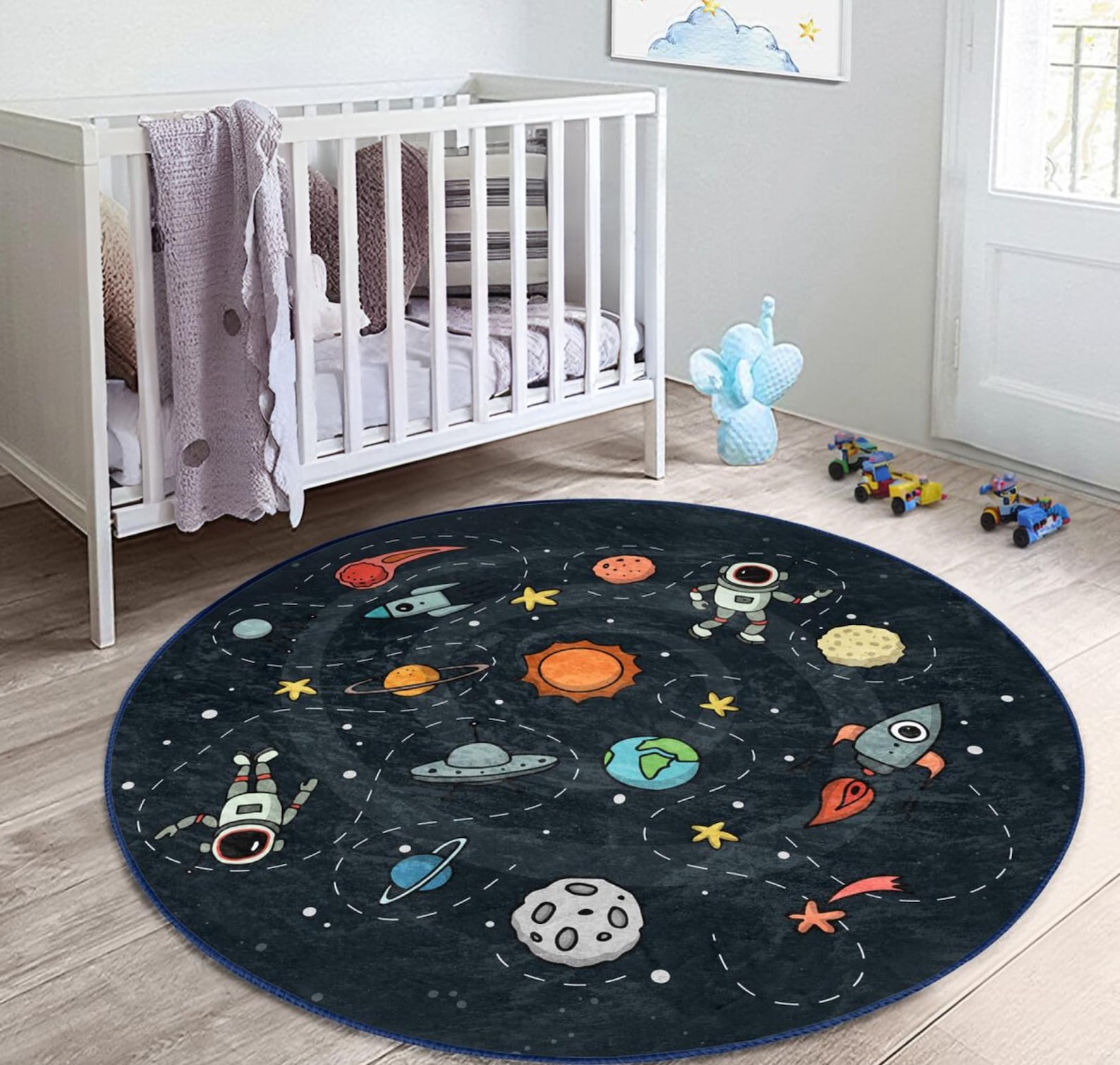 Solar System Round Rug: Space Theme Nursery Carpet - Etsy