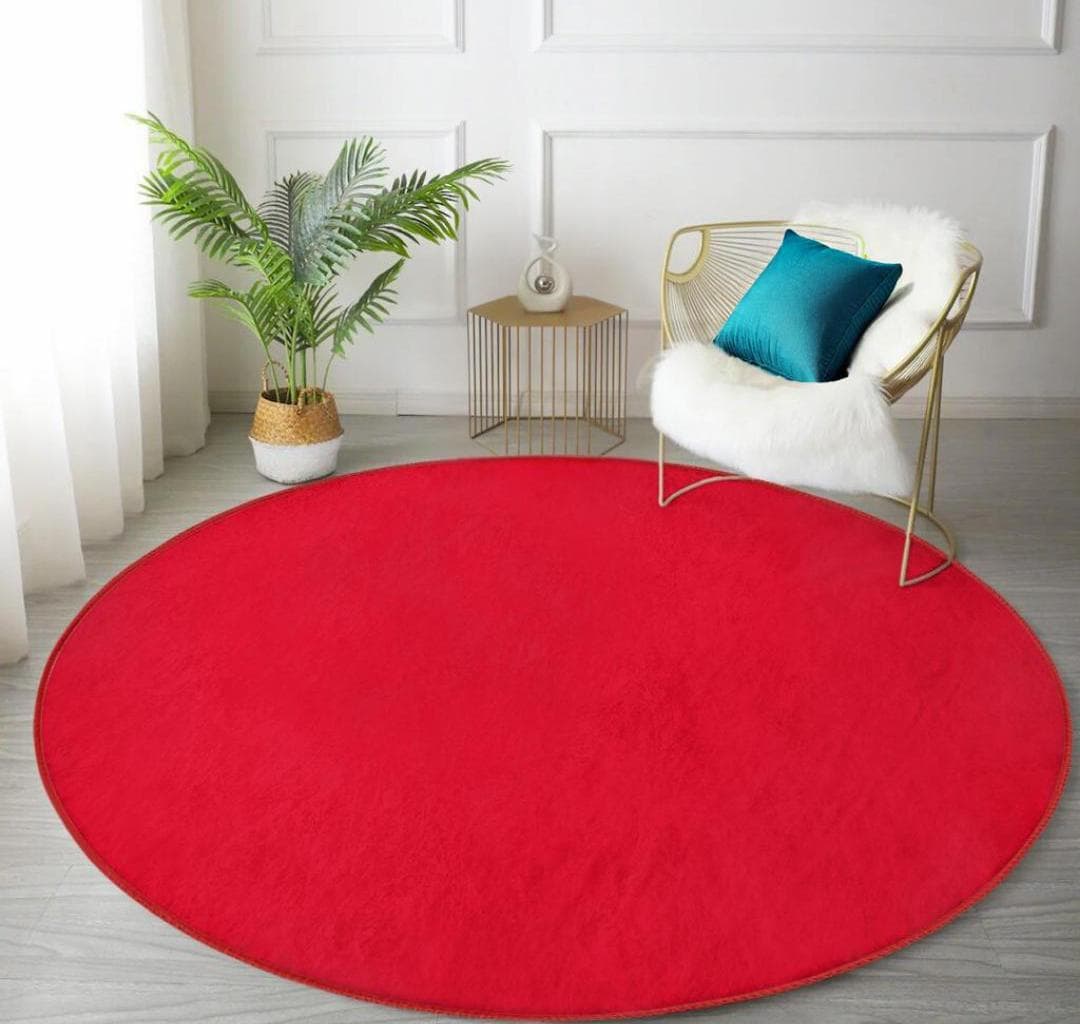Red Round Area Rug|burgundy Carpet|crimson Non-slip Mat|scarlet Kitchen ...
