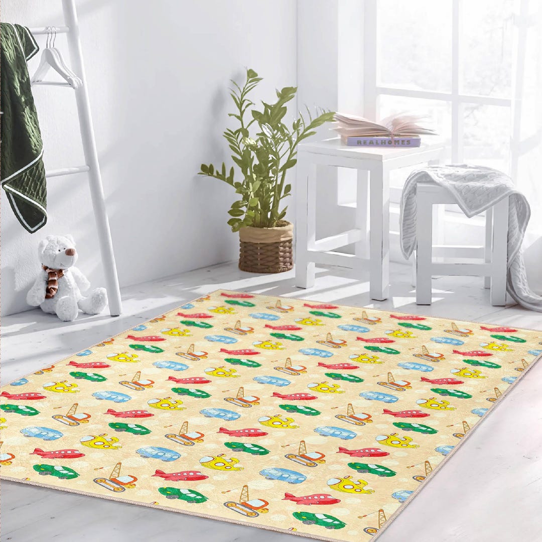 Kids Transportation Rug: Airplane, Truck, and Car Play Mat - Etsy
