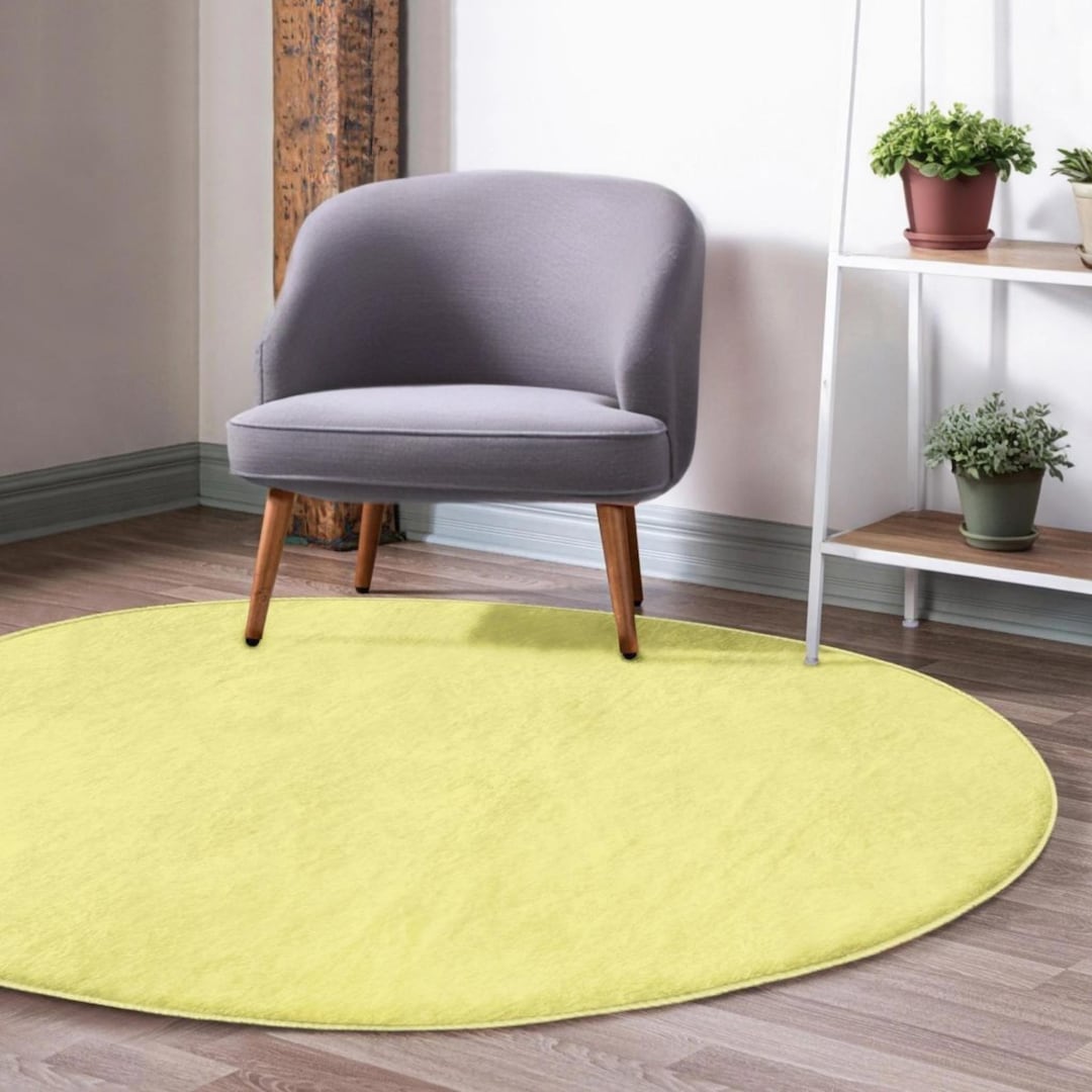 Pastel Yellow Round Rug: Soft Nursery Mat, Modern Accent Carpet - Etsy