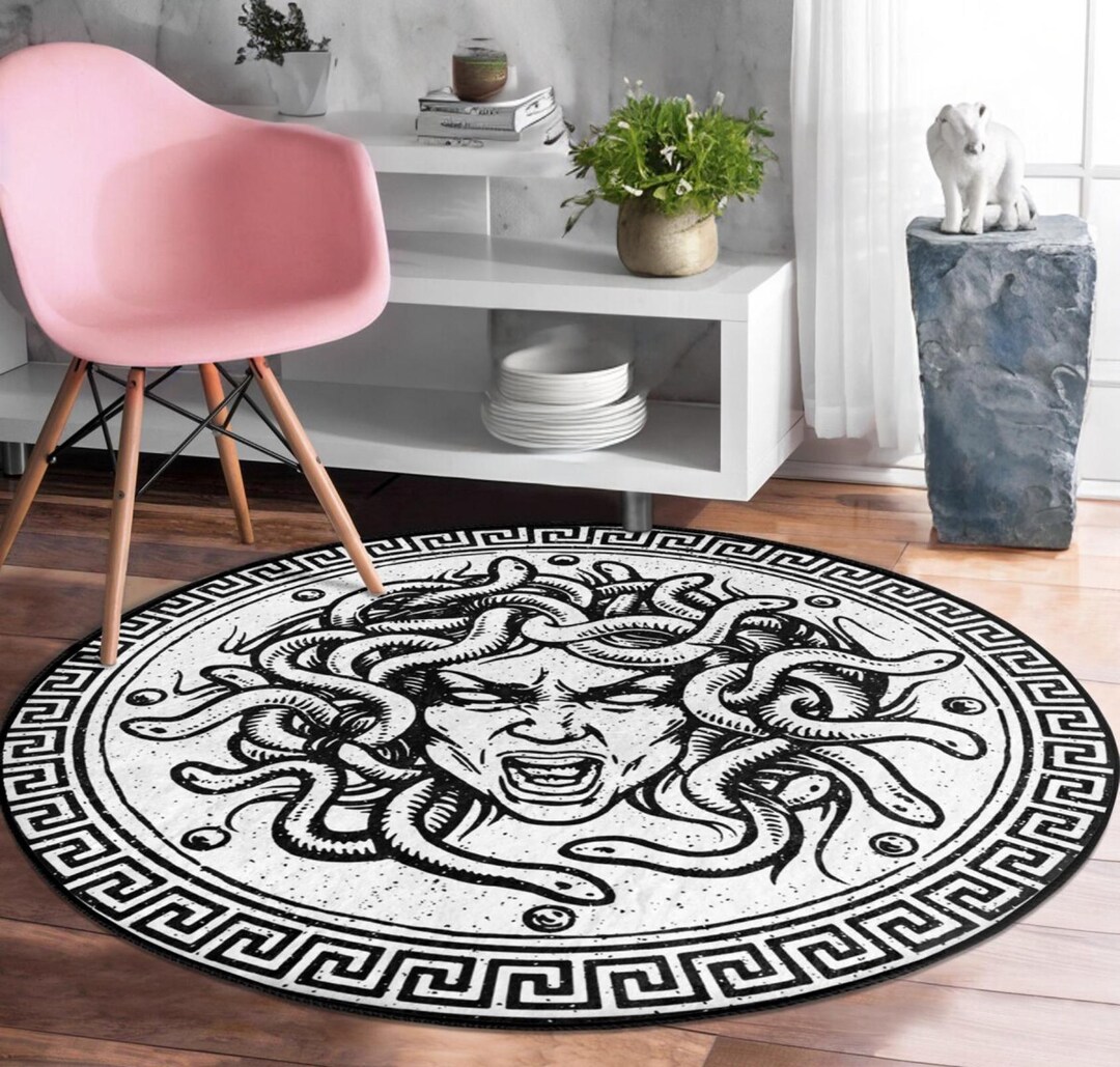 Medusa Round Rug: Ancient Greek Mythology Carpet, Non-slip - Etsy