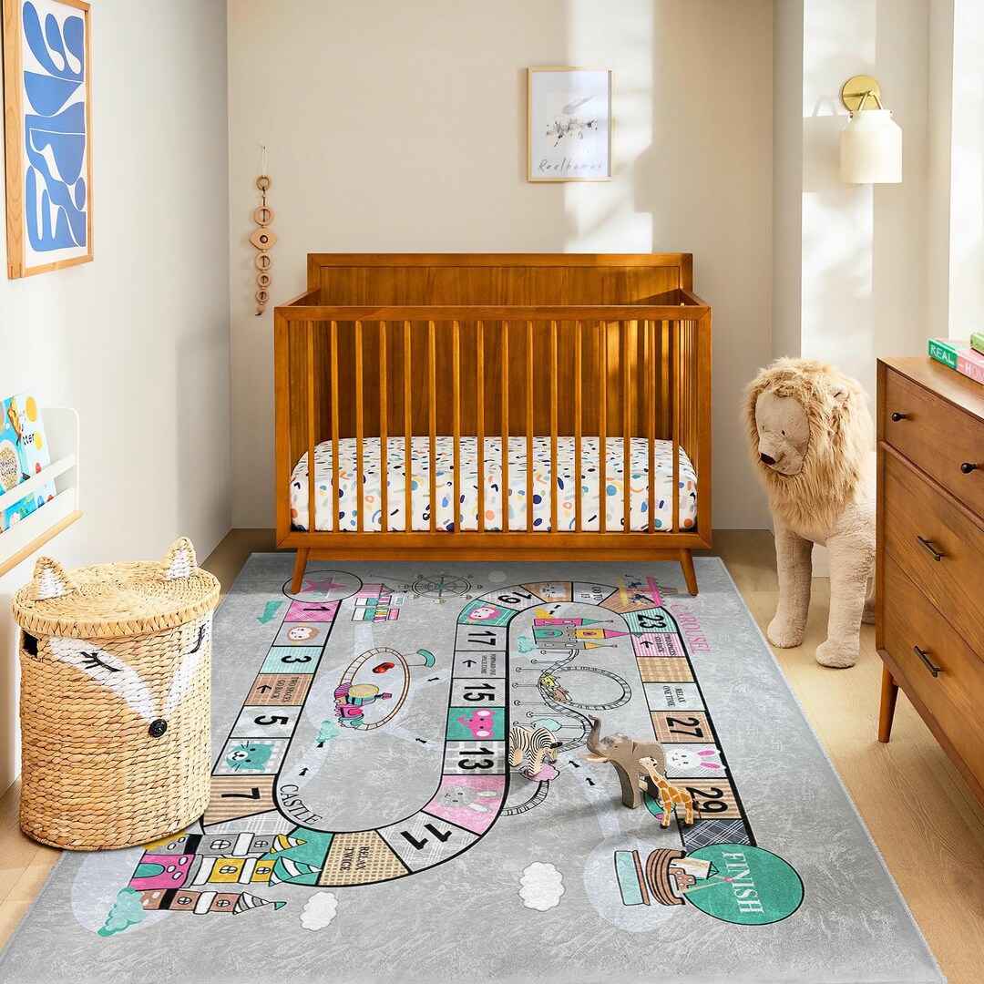 Kids Board Game Play Mat - Castle, Roller Coaster, Non-slip Nursery Rug ...
