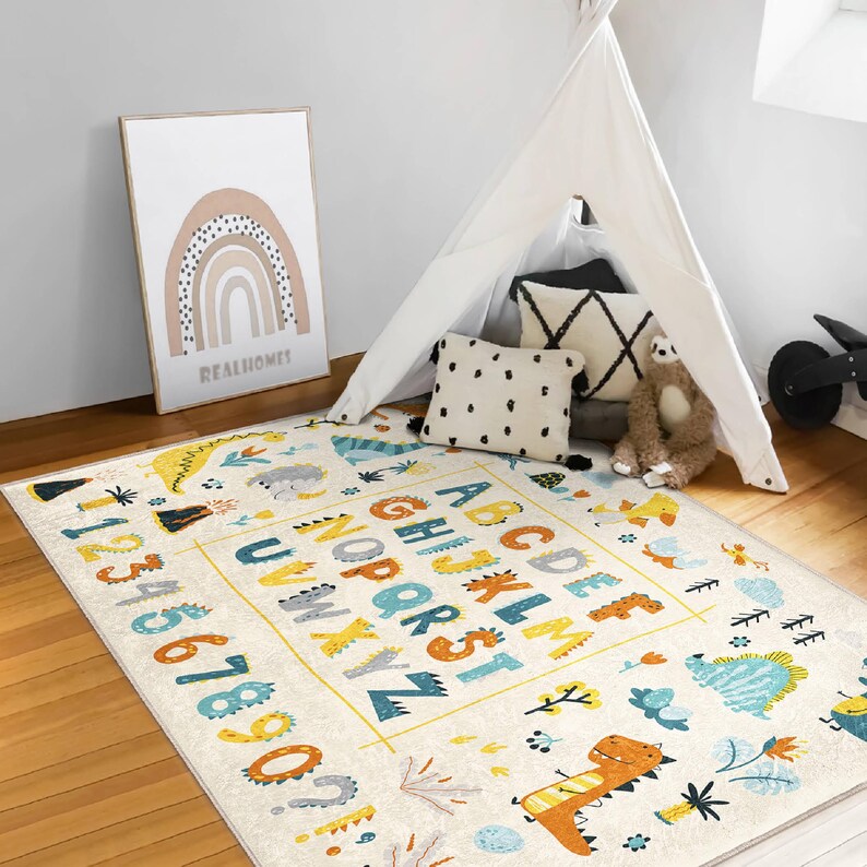Alphabet & Number Kids Rug: Educational Nursery Carpet - Etsy