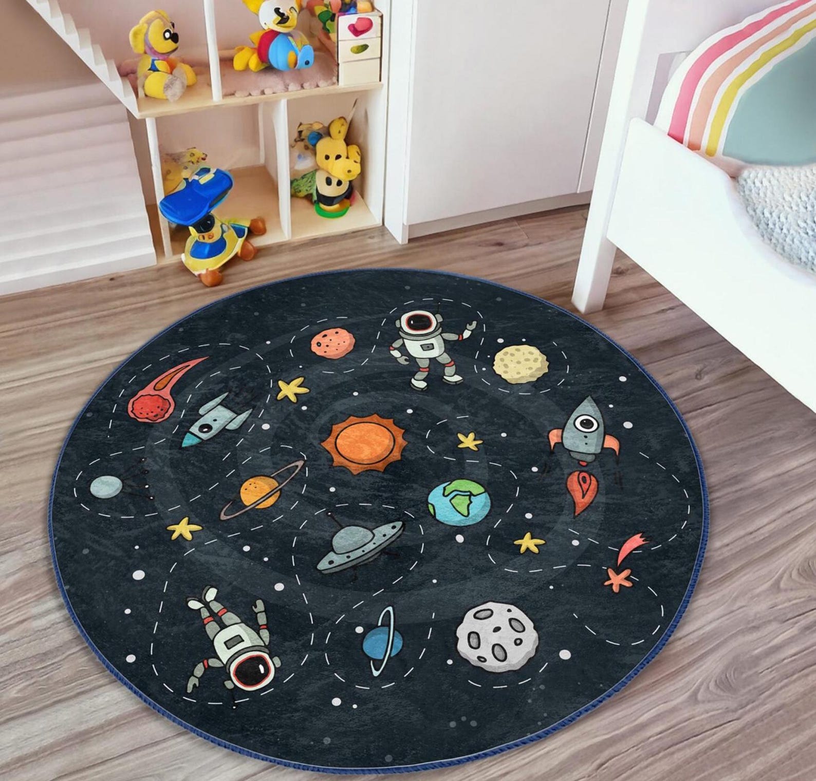 Solar System Round Rug: Space Theme Nursery Carpet - Etsy