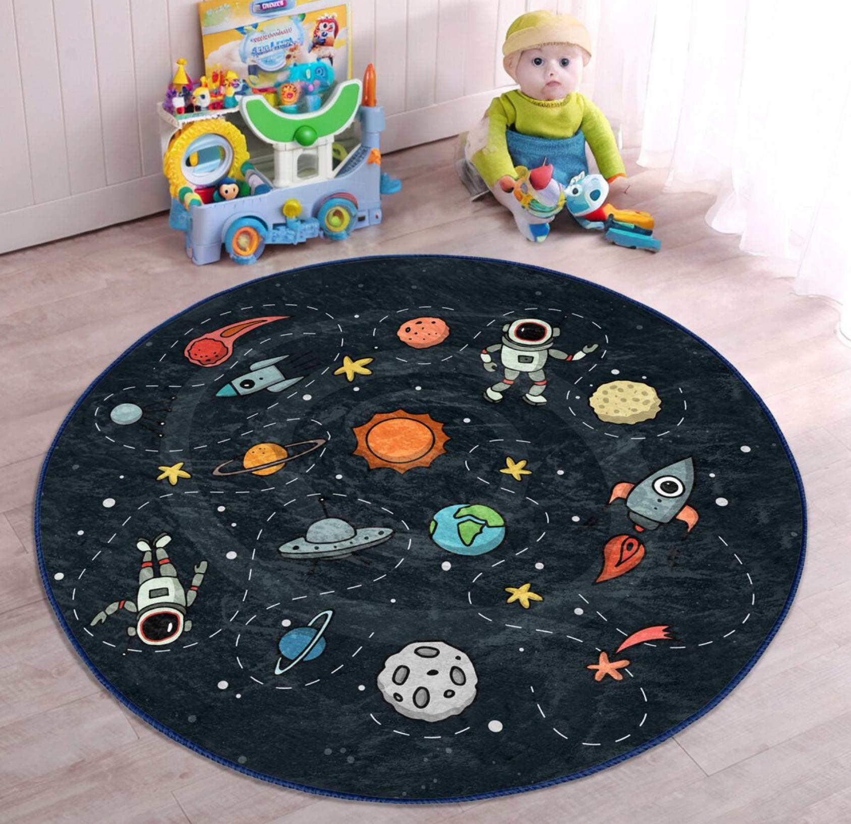 Solar System Round Rug: Space Theme Nursery Carpet - Etsy