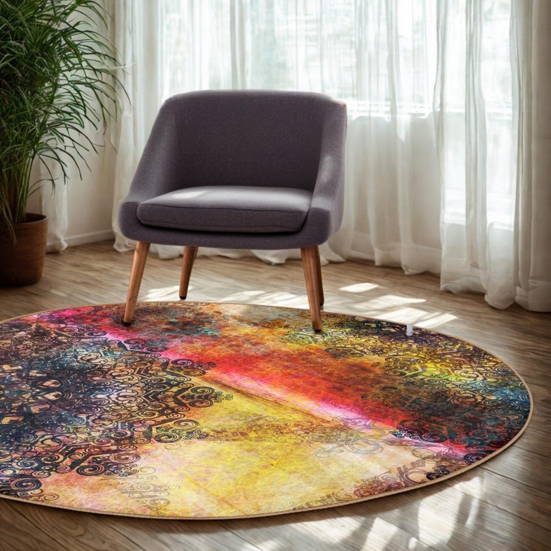 Colorful Mandala Round Rug: Non-slip Bohemian Style - Etsy