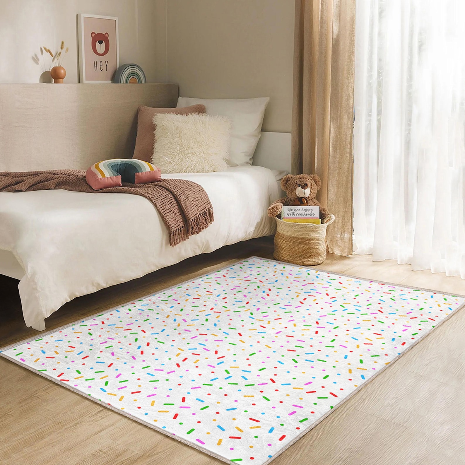 Colorful Sprinkle Kids Rug – Soft Playroom Carpet for Nursery, Baby ...