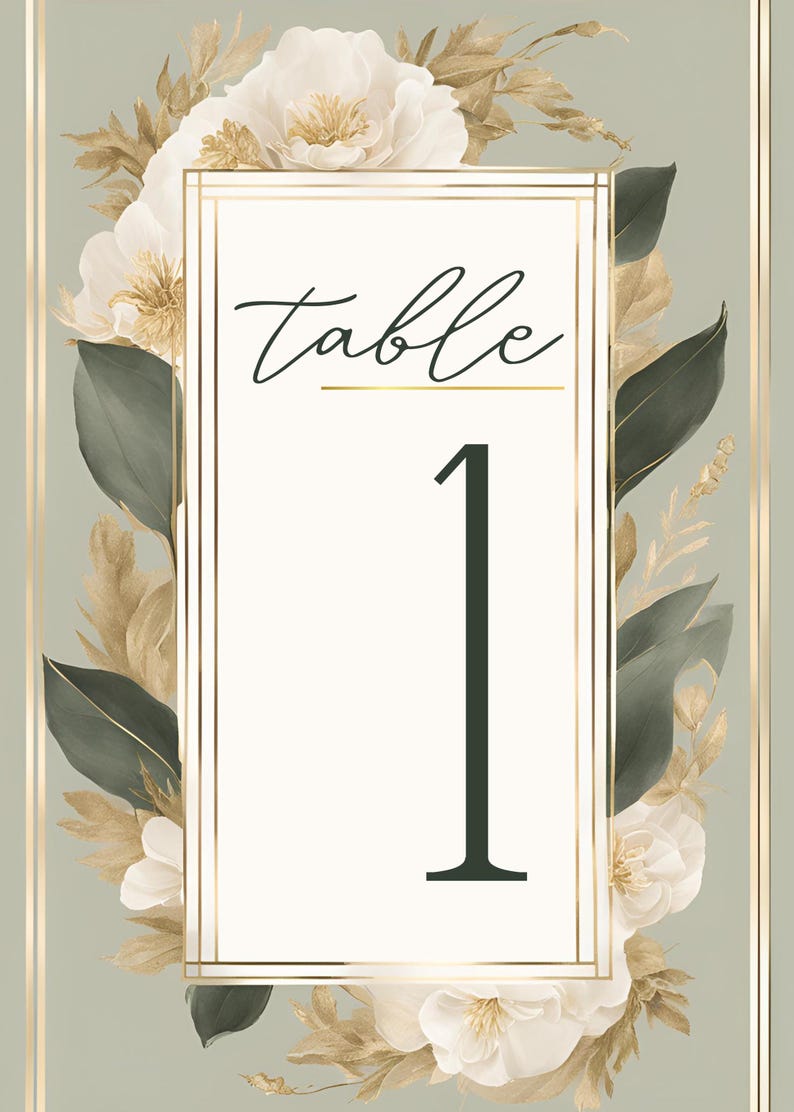 Editable Wedding Table Numbers Template Elegant 5x7 Canva Design ...