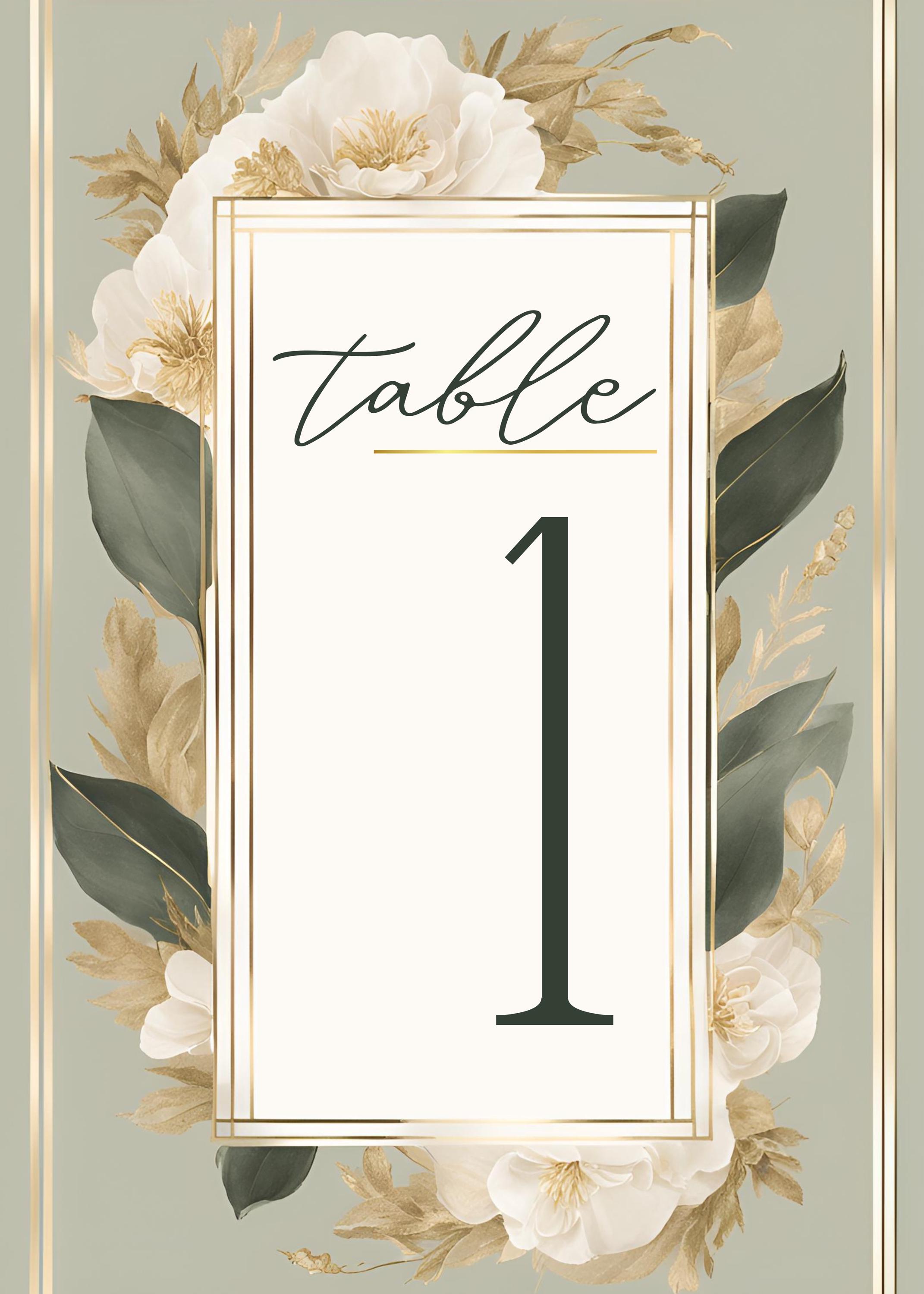 Editable Wedding Table Numbers Template Elegant 5x7 Canva Design ...