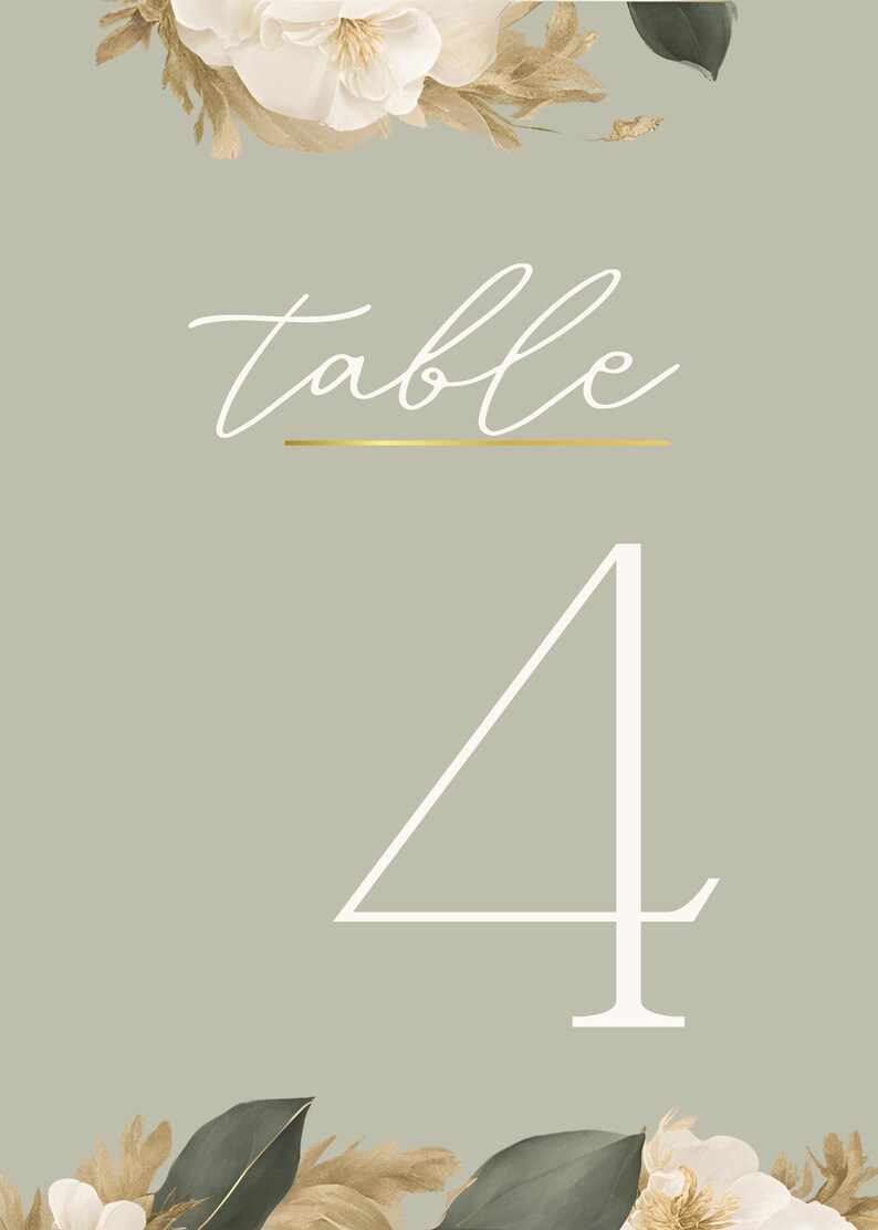 Editable Wedding Table Numbers Template Elegant 5x7 Canva Design ...