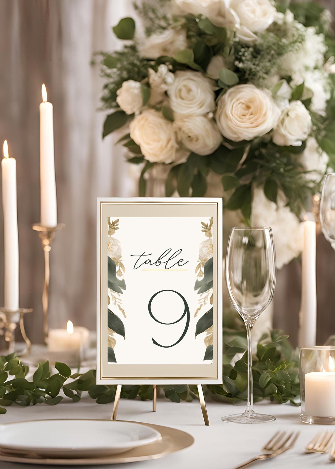 Editable Wedding Table Numbers Template Elegant 5x7 Canva Design ...