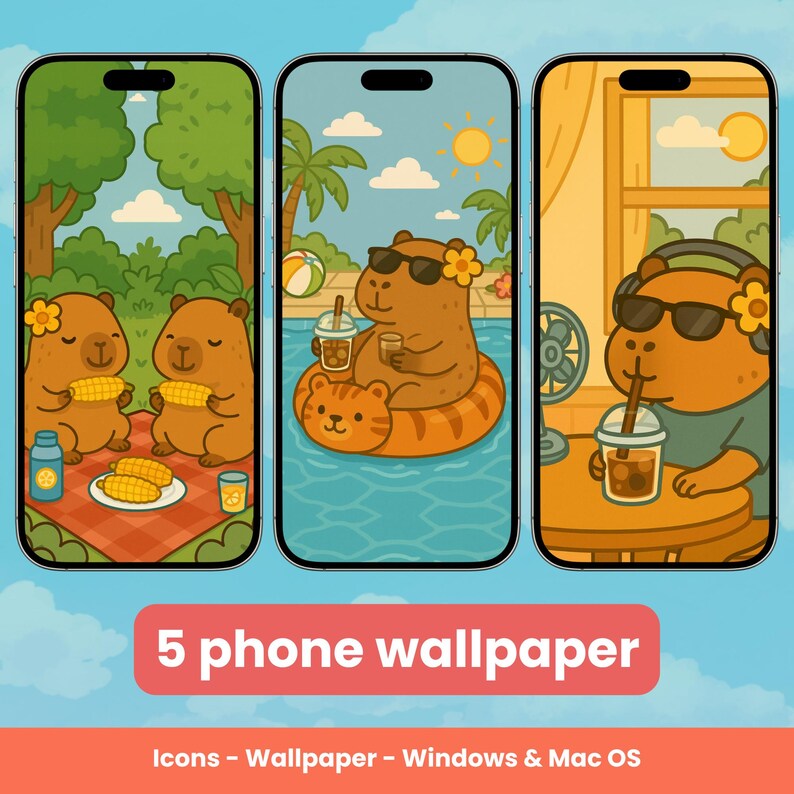 Kawaii Desktop Wallpaper Set and Desktop Icons - MacBook Icons ...