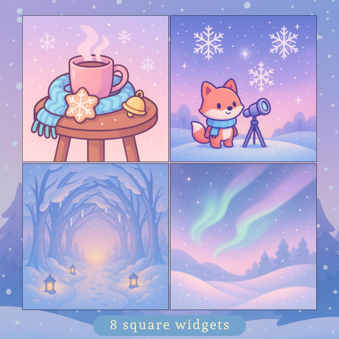 Cozy Winter Fox iPhone Wallpaper Set and Kawaii App Icons Pack Ios ...