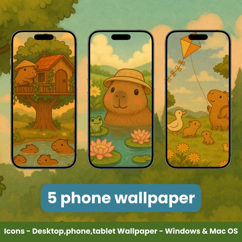 Cute Capybara Kawaii Icons Desktop Wallpaper Desktop Icons Desktop ...