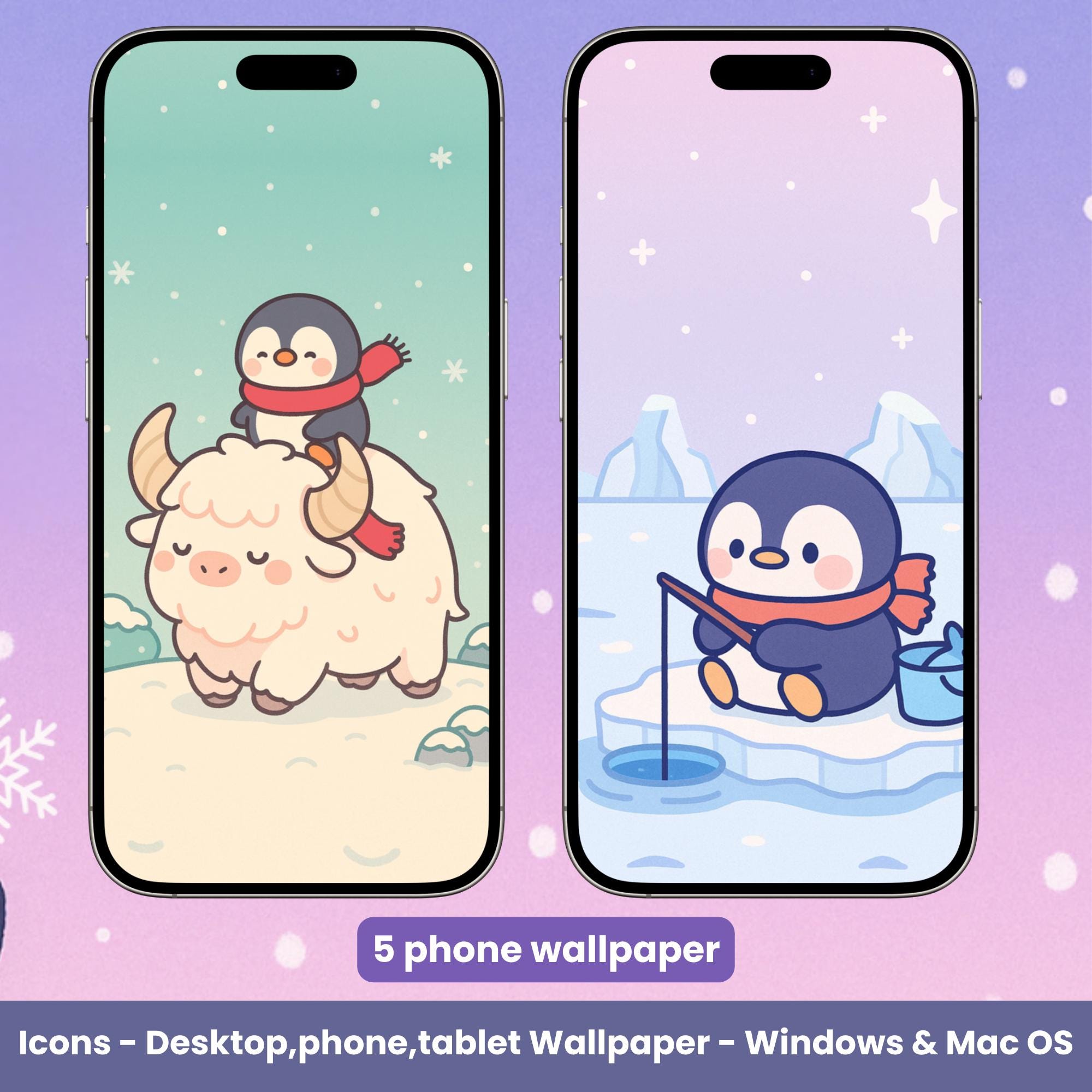 Kawaii Penguin Cute Desktop Icon Set – Cute Icons + Folders Wallpaper ...