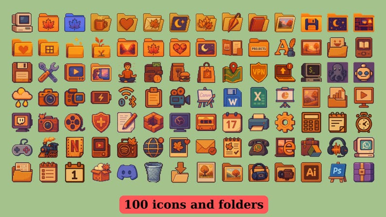 Y2K Retro Fall Vibe Pixel Desktop Aesthetic Desktop Icons Desktop ...