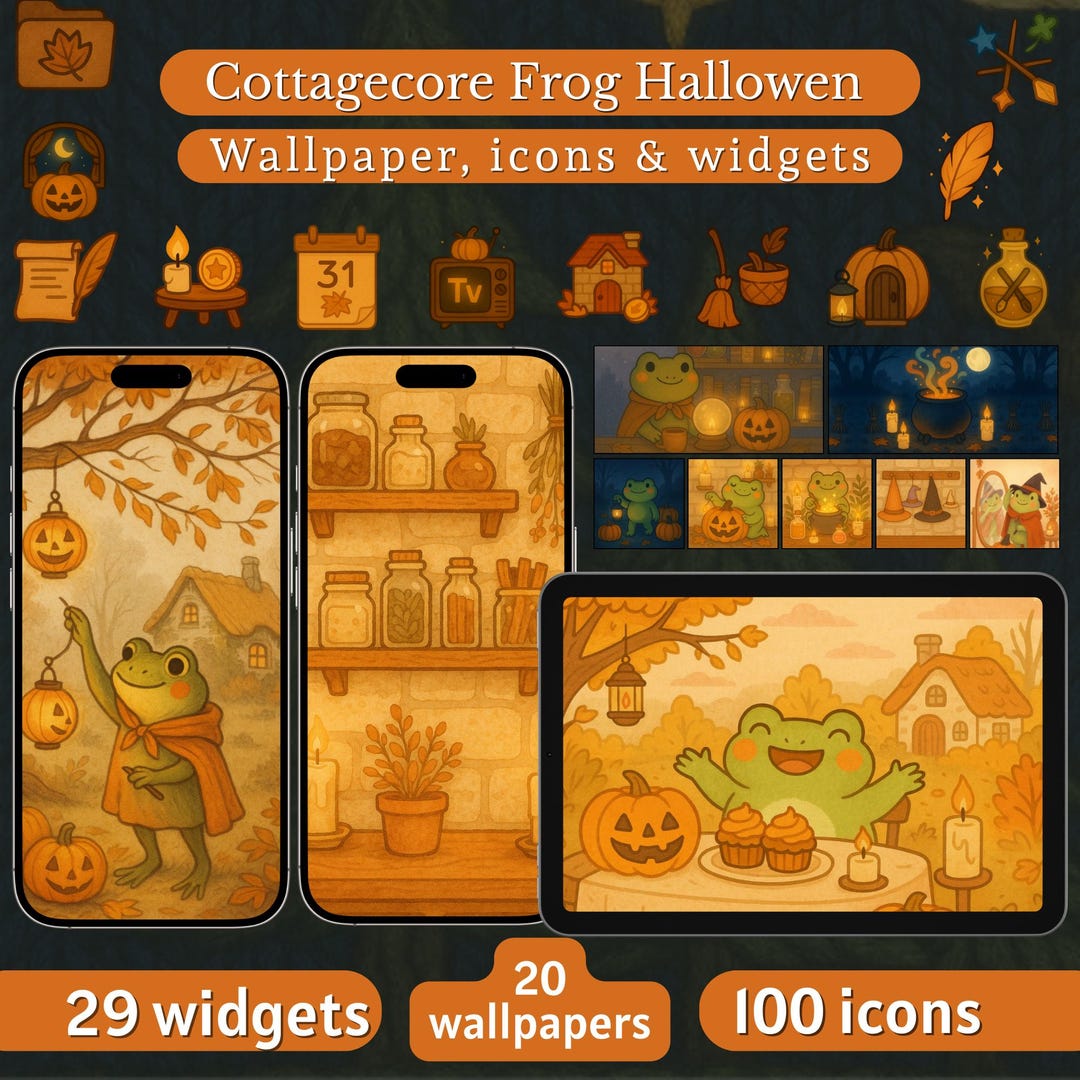 Cottagecore Frog Autumn App Icons and iPhone Wallpaper | Ios - Android ...