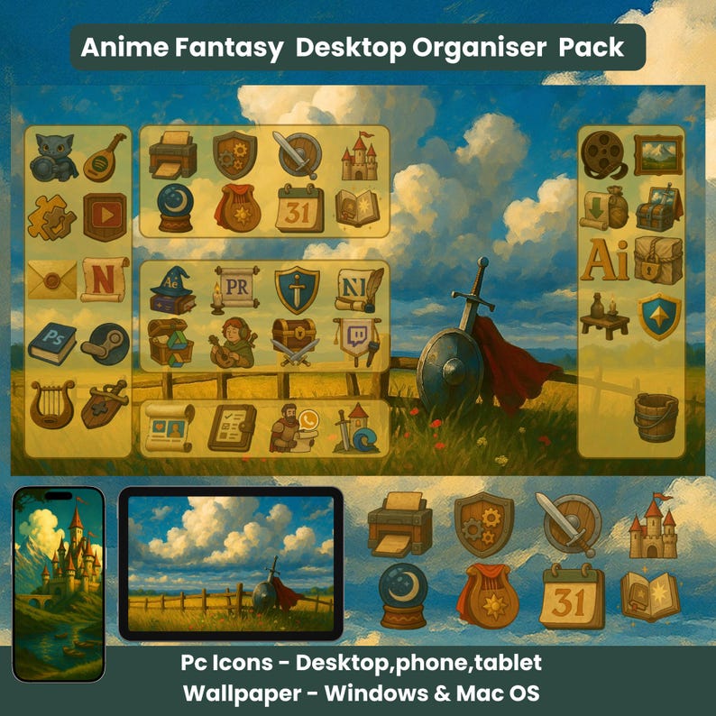 Medieval Desktop Organizer Folder Icons Desktop Aesthetic Desktop Theme ...