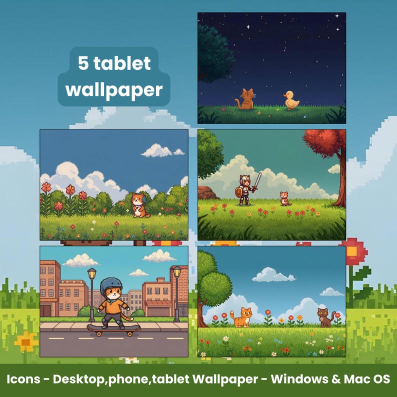 16-bit Y2k Desktop Icons & Desktop Wallpaper | Pixel Art Desktop, Phone ...