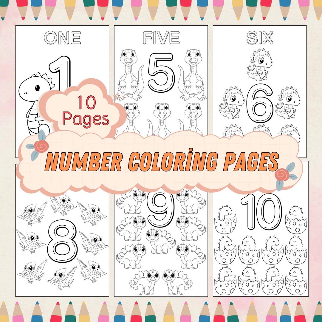 Cute Dinosaur Color by Number Pages | Preschool Learning Numbers PDF ...