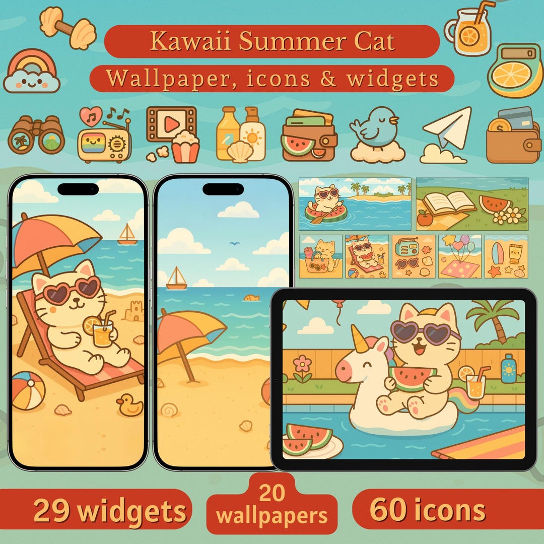 Kawaii Summer Icons - Ios Theme | iPhone App Icons, iPad - Phone ...