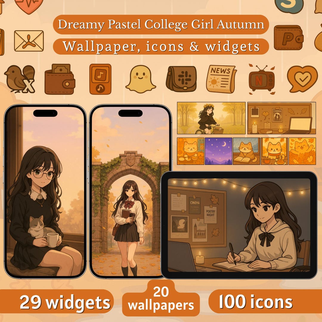 Dreamy Autumn App Icons: Cozy Ios/android Theme, Wallpapers & Widgets (digital Download) - Etsy