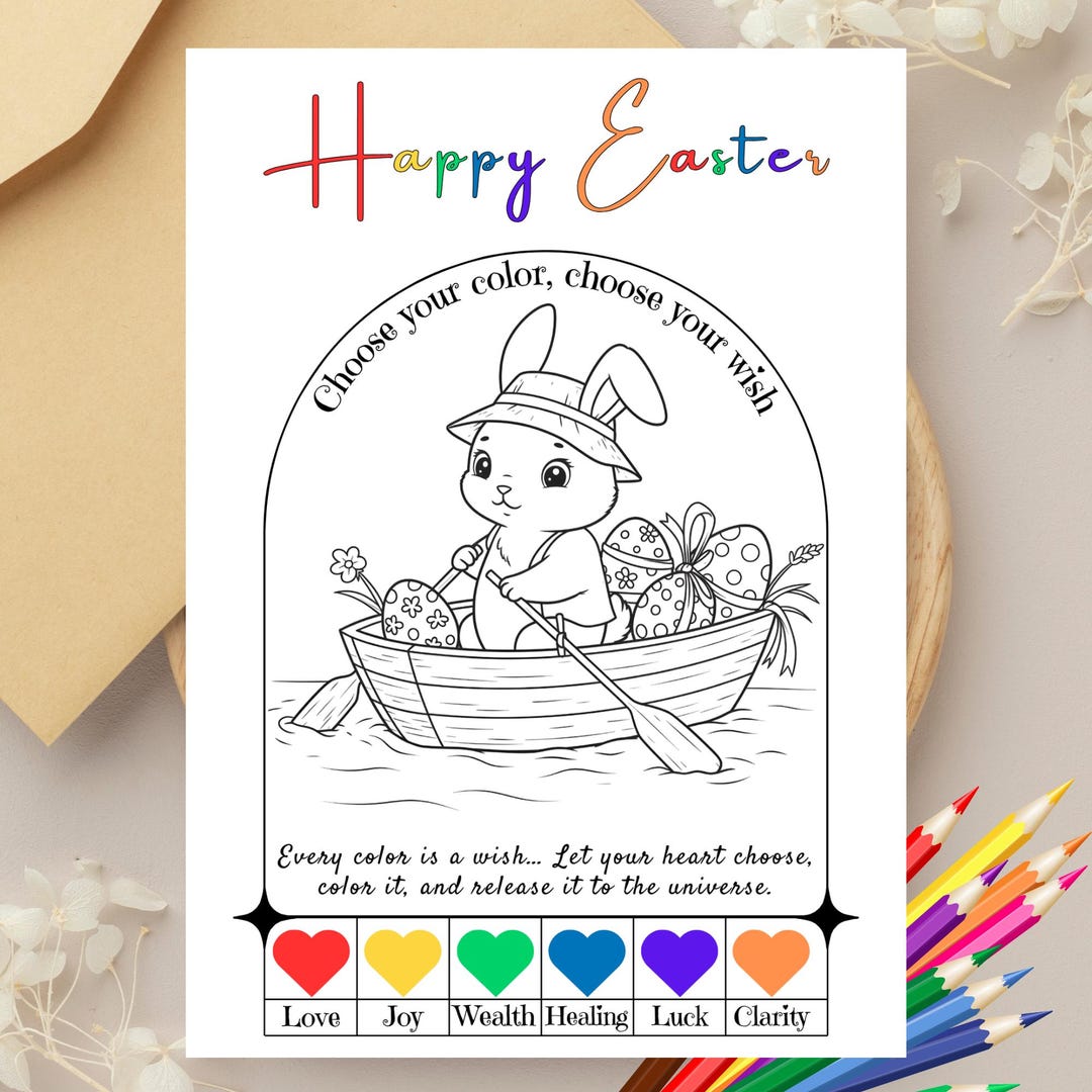 Color Your Wish – Printable Easter Greeting Card Coloring | Happy ...