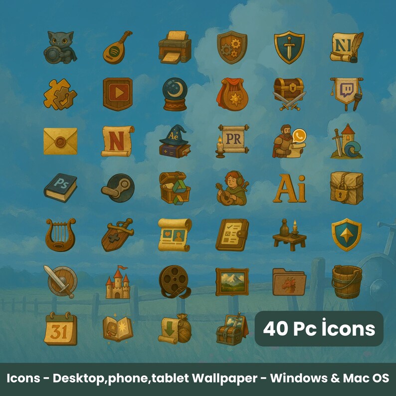 Medieval Desktop Organizer Folder Icons Desktop Aesthetic Desktop Theme ...