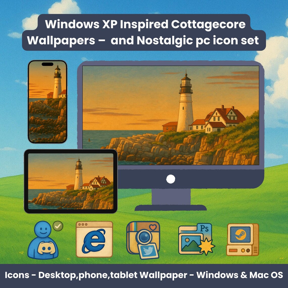 Windows XP Theme Landscape Wallpaper Desktop Icons Folders Icons ...