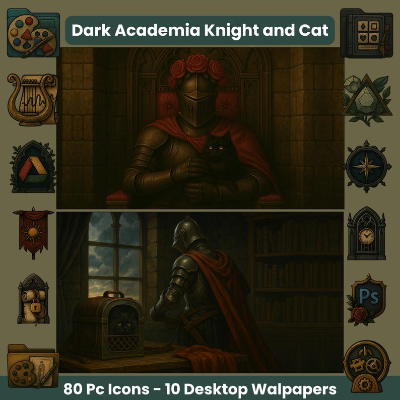 Dark Academia Desktop Wallpaper Gothic Desktop Theme Folder Icons ...