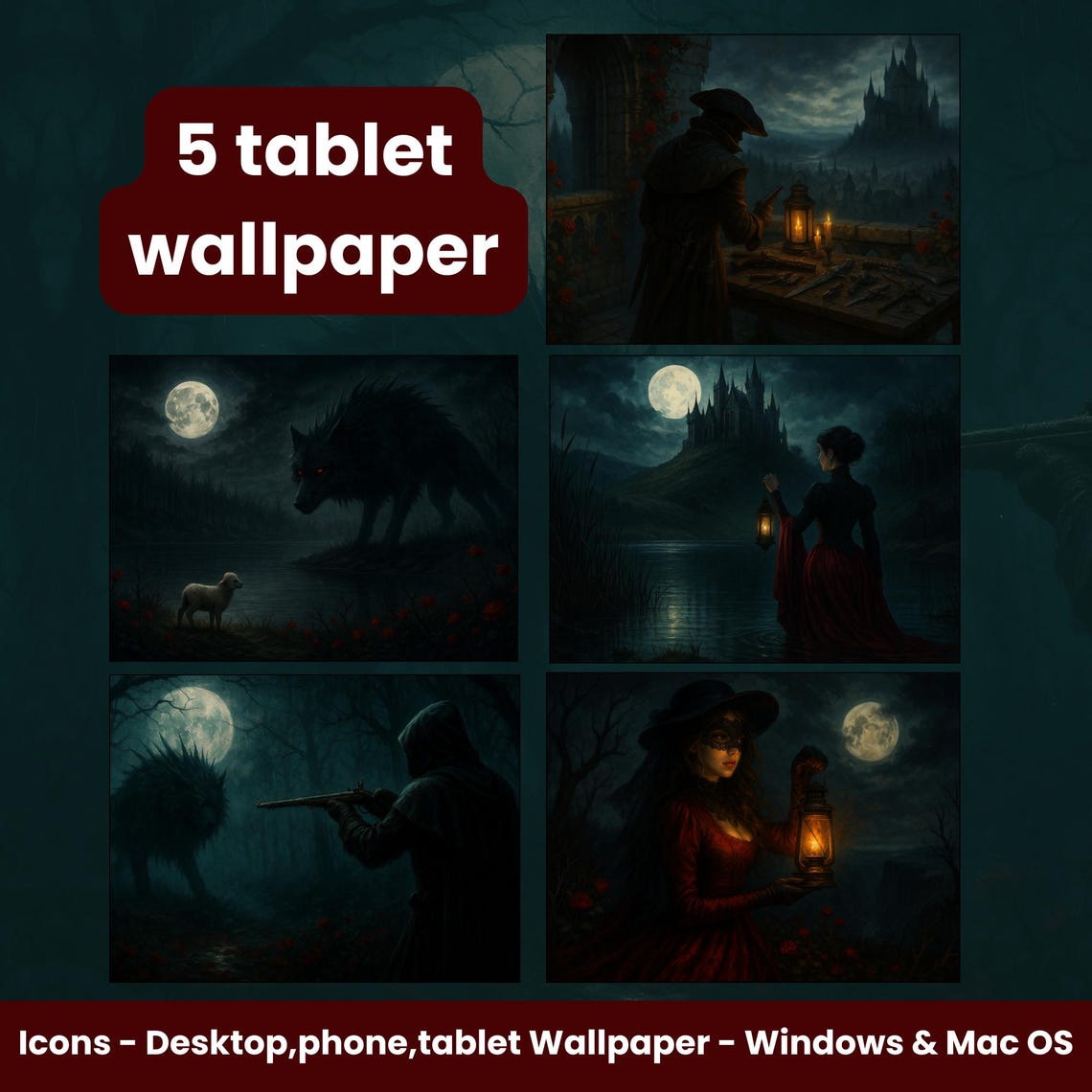 Gothic Icon Pack - Wallpaper Set | Dark Academia Desktop Aesthetic ...