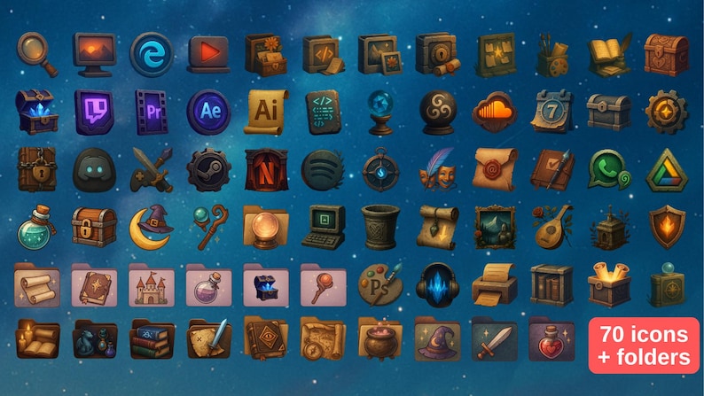Fantasy Icons Desktop Folder Icons Fantasy Wallpaper Desktop Aesthetic ...