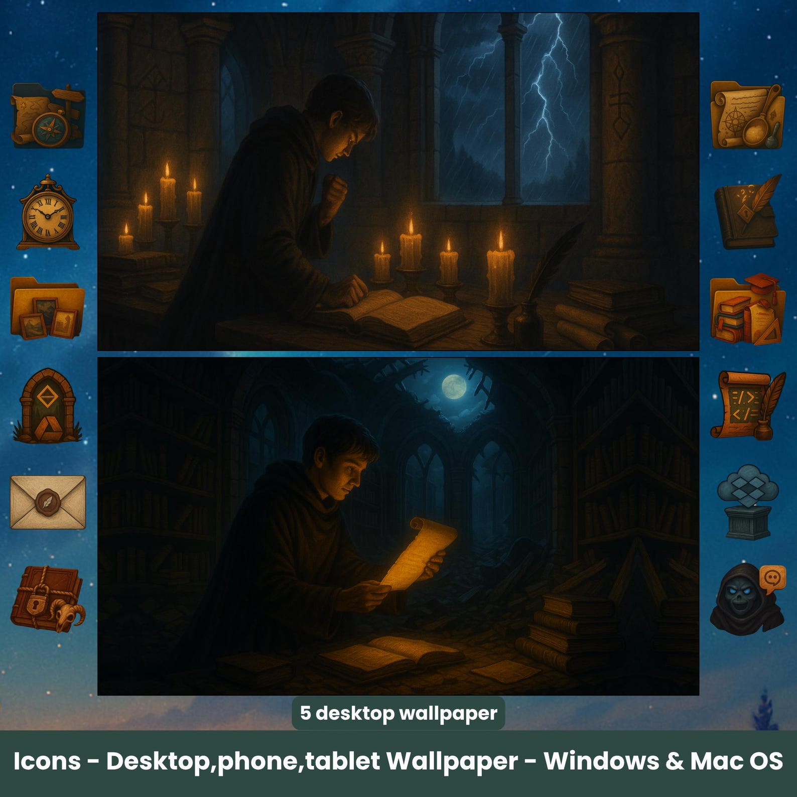 Dark Academia Icons and Desktop Wallpaper | Desktop, Tablet, Phone ...