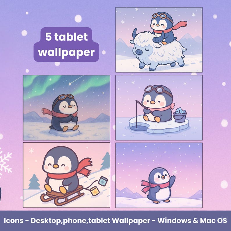 Penguin Desktop Organizer and Kawaii Icons Folders Icons and Desktop ...