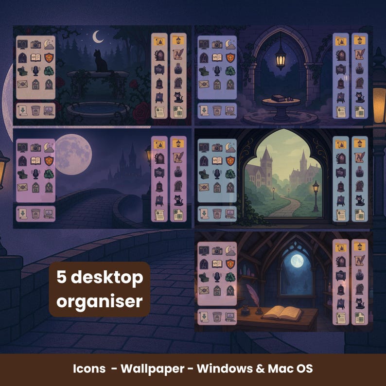 Dark Academia Icons and Desktop Organizer Desktop Icons Folder Icons ...