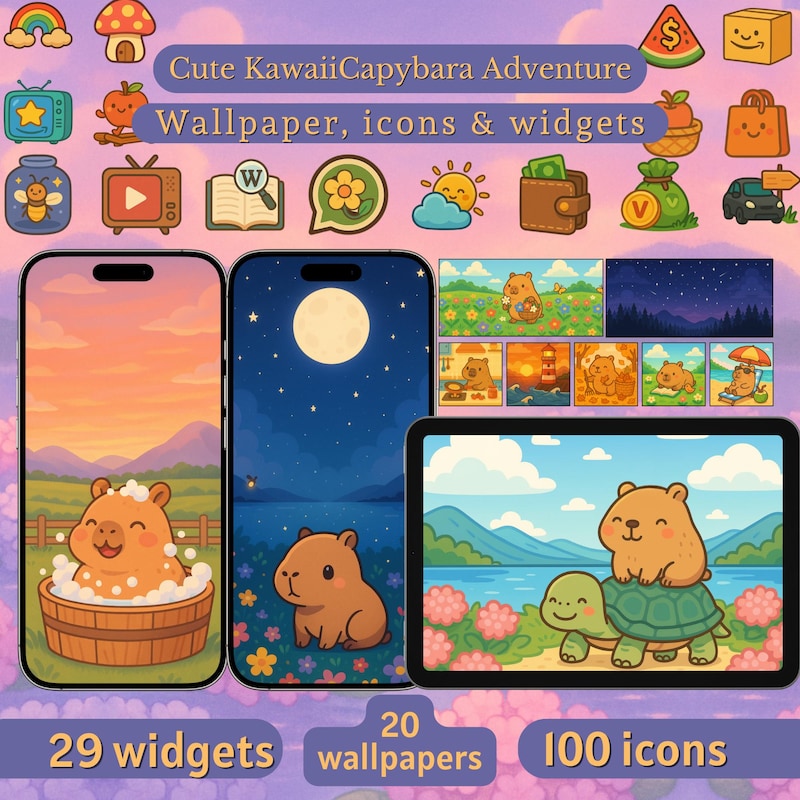 Kawaii Capybara Wallpaper - Etsy